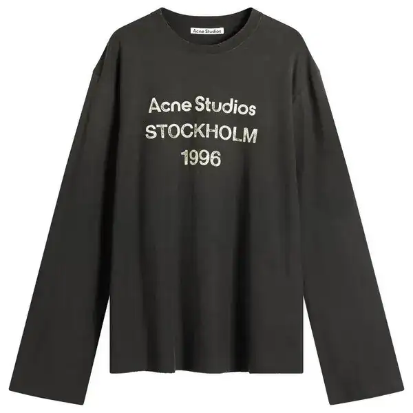 Acne Studios Edden 1996 Logo Long Sleeve T-Shirt - Faded Black